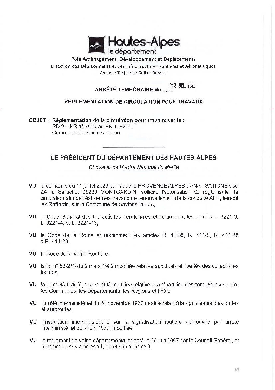 2023/ATGD/RD9/SAVINES-LE-LAC/RENOUVELLEMENT DE LA CONDUITE AEP LIEU-DIT ...